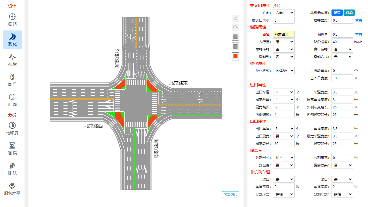 交叉口设计分析软件-RoadGee道路交叉口、横断面、干道绿波设计分析软件